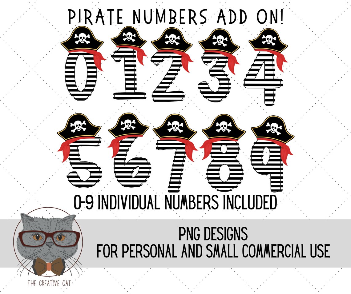 Pirate Numbers PNG Font Bundle, Pirate Birthday Number Font, Pirate ...