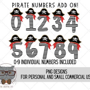 Pirate Numbers PNG Font Bundle, Pirate Birthday Number Font, Pirate ...