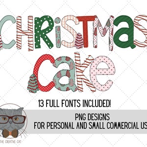 Christmas Tree Cake Alphabet PNG Font Bundle, Mini Tree Cake Letters ...