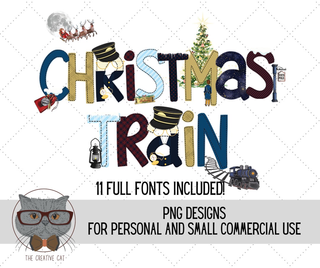 Christmas Train Alphabet PNG Font Bundle, North Pole Letters Alpha Font ...