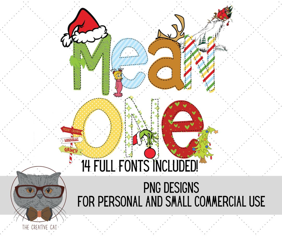 Mean One Alphabet PNG Font Bundle, Christmas Letters Alpha Font ...