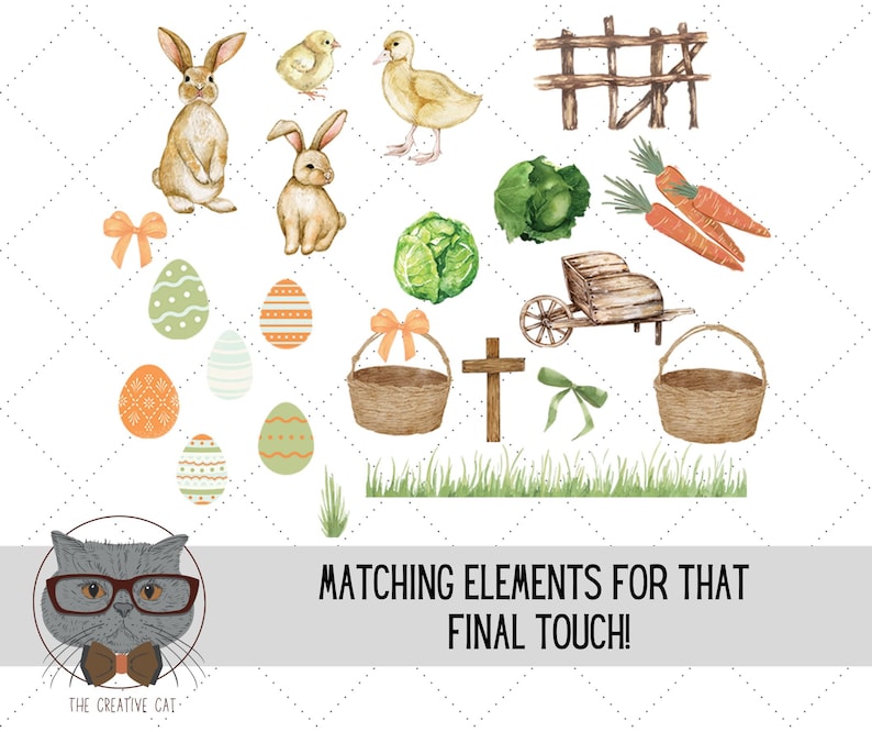 Vintage Easter Bunny Alphabet PNG Font Bundle, Cute Rabbit Alpha Font, Easter Egg Alpha ...