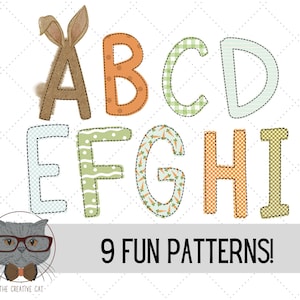 Vintage Easter Bunny Alphabet PNG Font Bundle, Cute Rabbit Alpha Font ...
