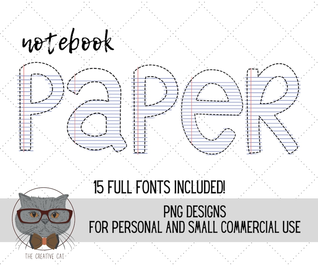 Notebook Paper Alphabet PNG Font Bundle, Back to School Letters Alpha ...