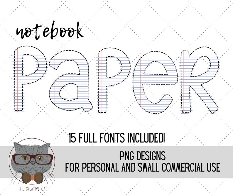 Notebook Paper Alphabet PNG Font Bundle, Back to School Letters Alpha ...