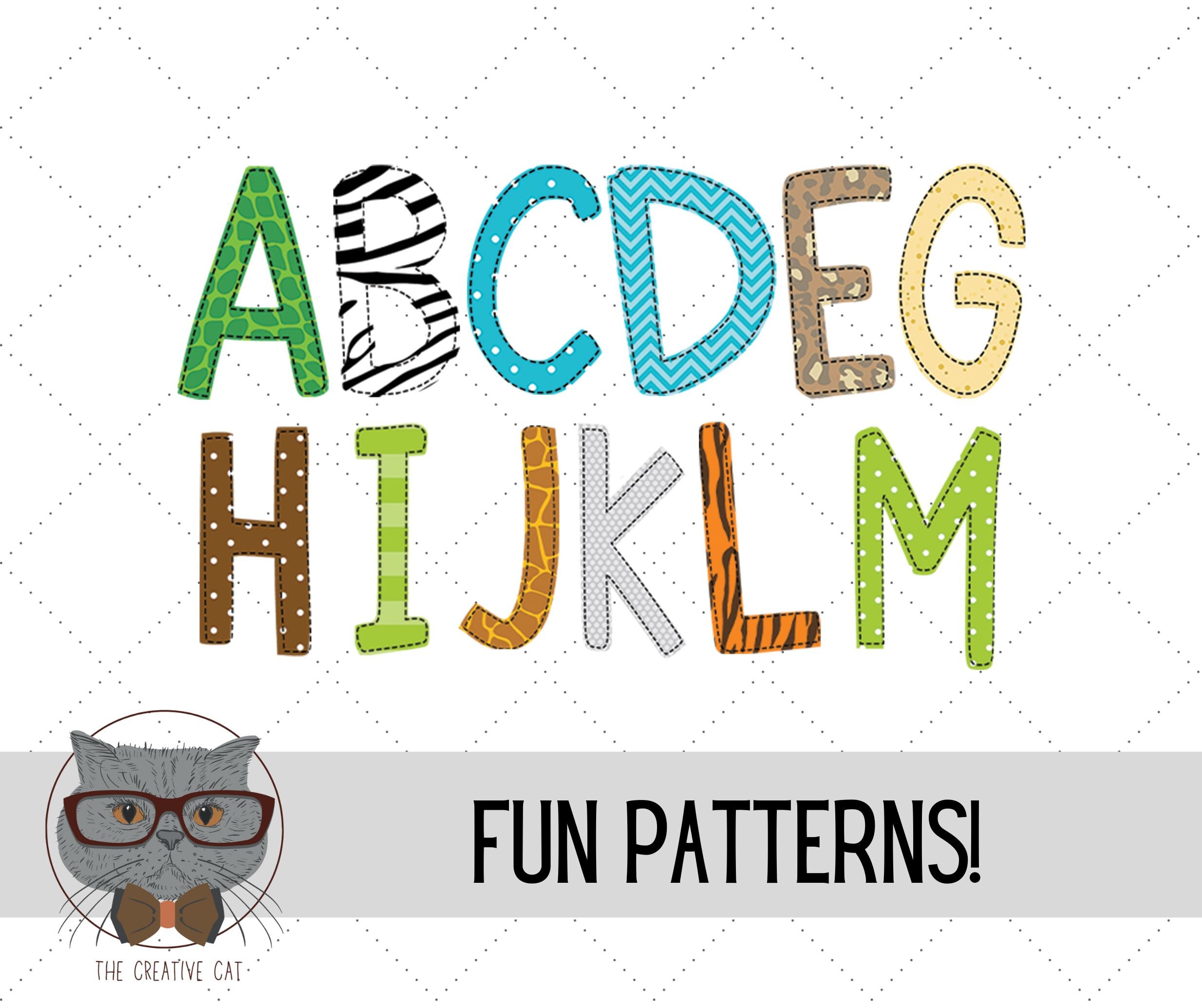 Zoo Safari Alphabet PNG Font Bundle, Watercolor Zoo Animal Letters ...