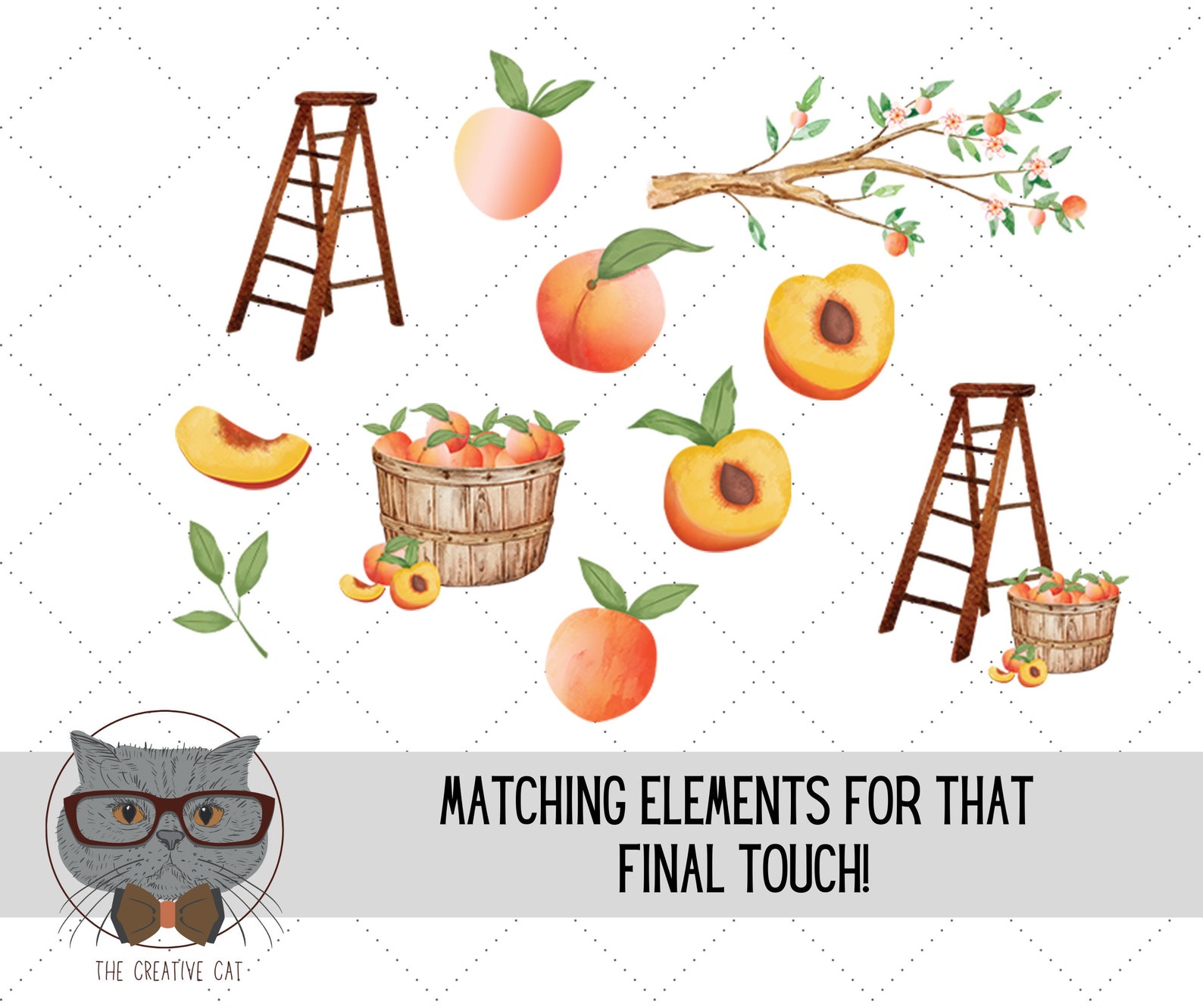 Summer Peach Alphabet PNG Font Bundle, Cute Watercolor Alpha Font ...