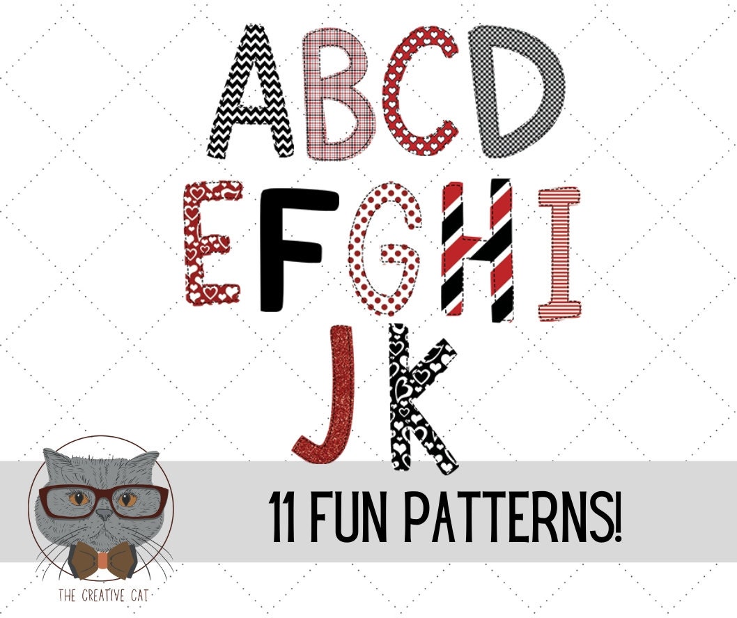 Valentine's Day Alphabet PNG Font Bundle, Cute Heartbreaker Alpha Font ...