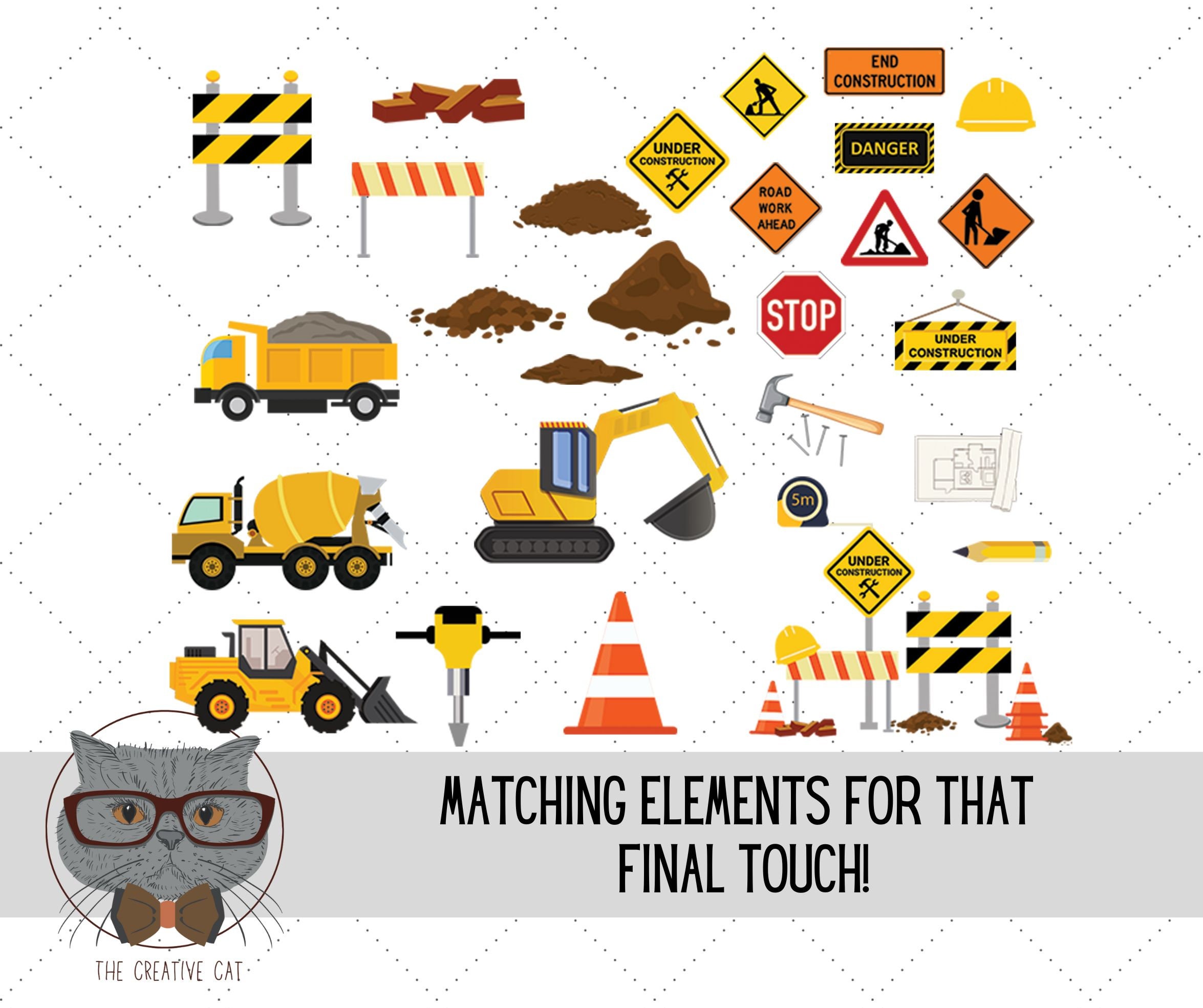 Construction Alphabet PNG Font Bundle Builder Excavator - Etsy