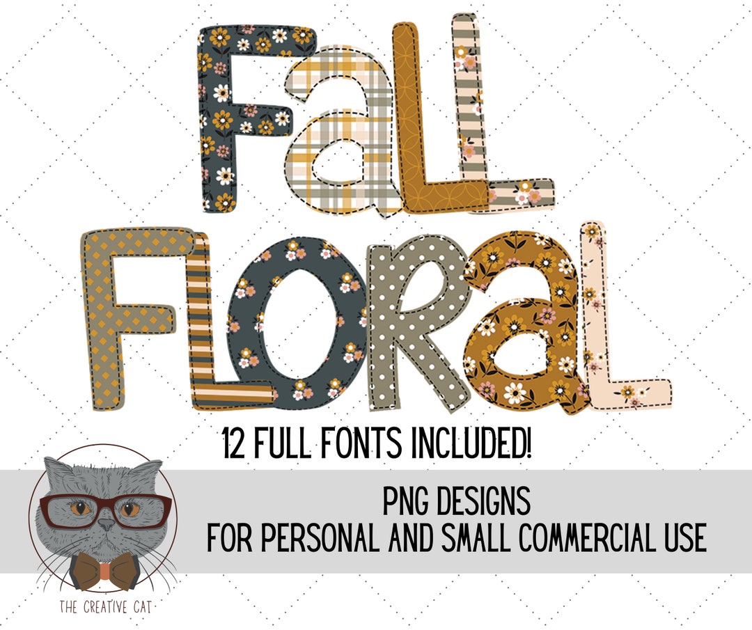 Fall Floral Boho Alphabet PNG Font Bundle, Cute Flower Alpha Font ...