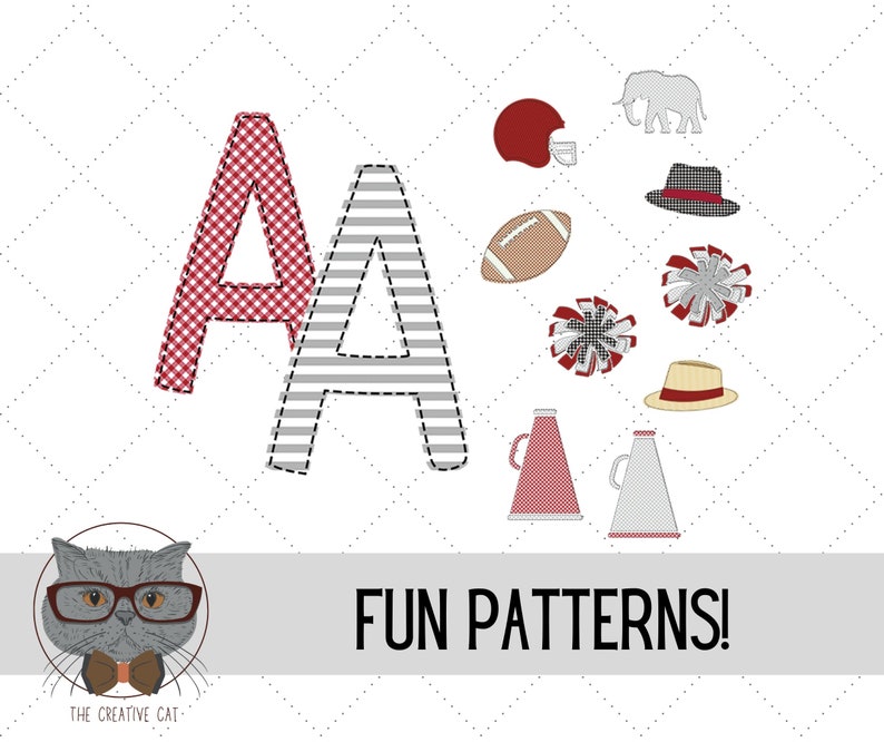 Crimson and Gray Faux Applique Football Alphabet PNG Font Bundle ...