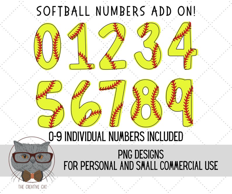 Softball Numbers PNG Font Bundle, Softball Birthday Number Font ...