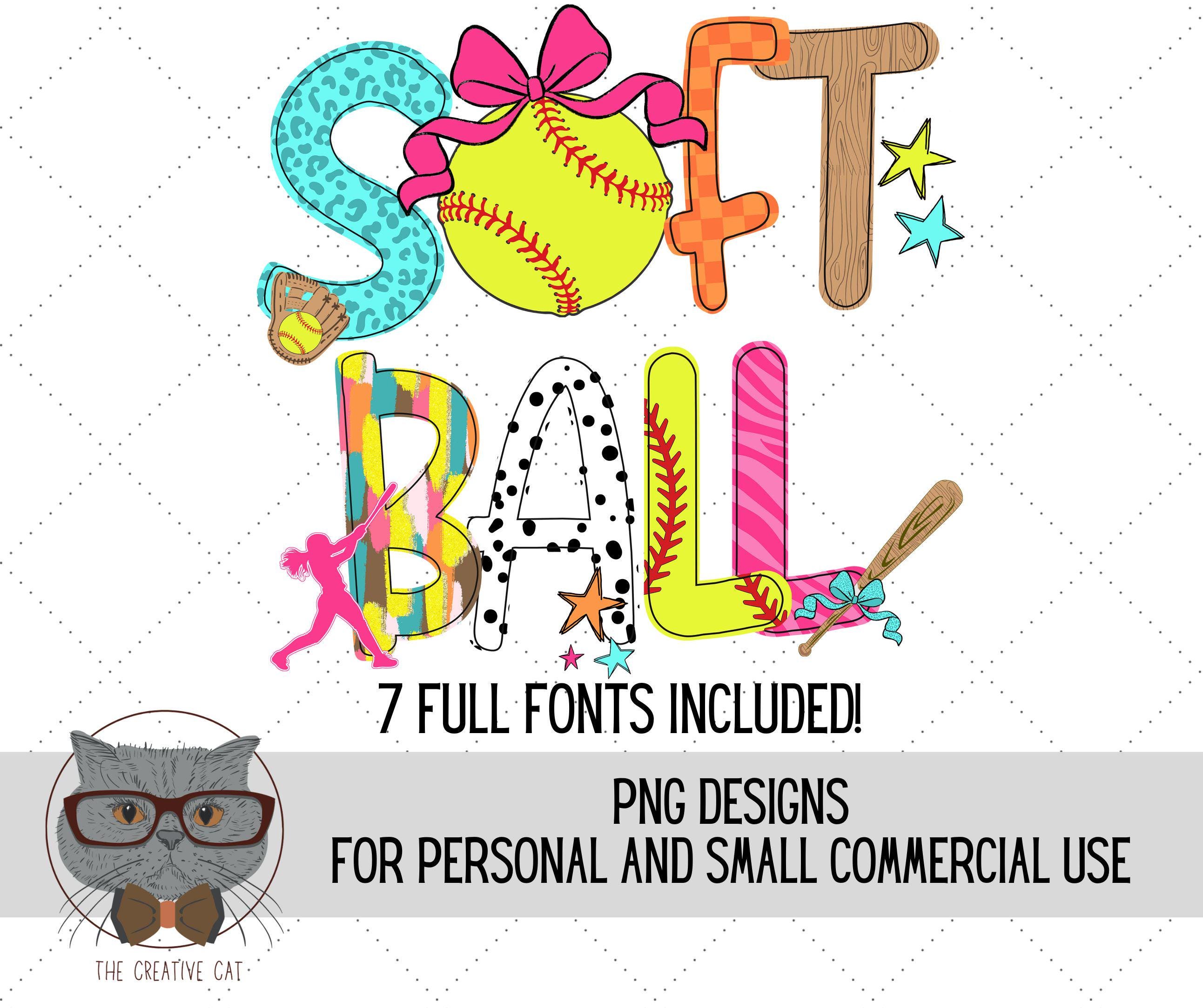 Softball Alphabet PNG Font Bundle, Softball Alpha Font, Sublimation ...