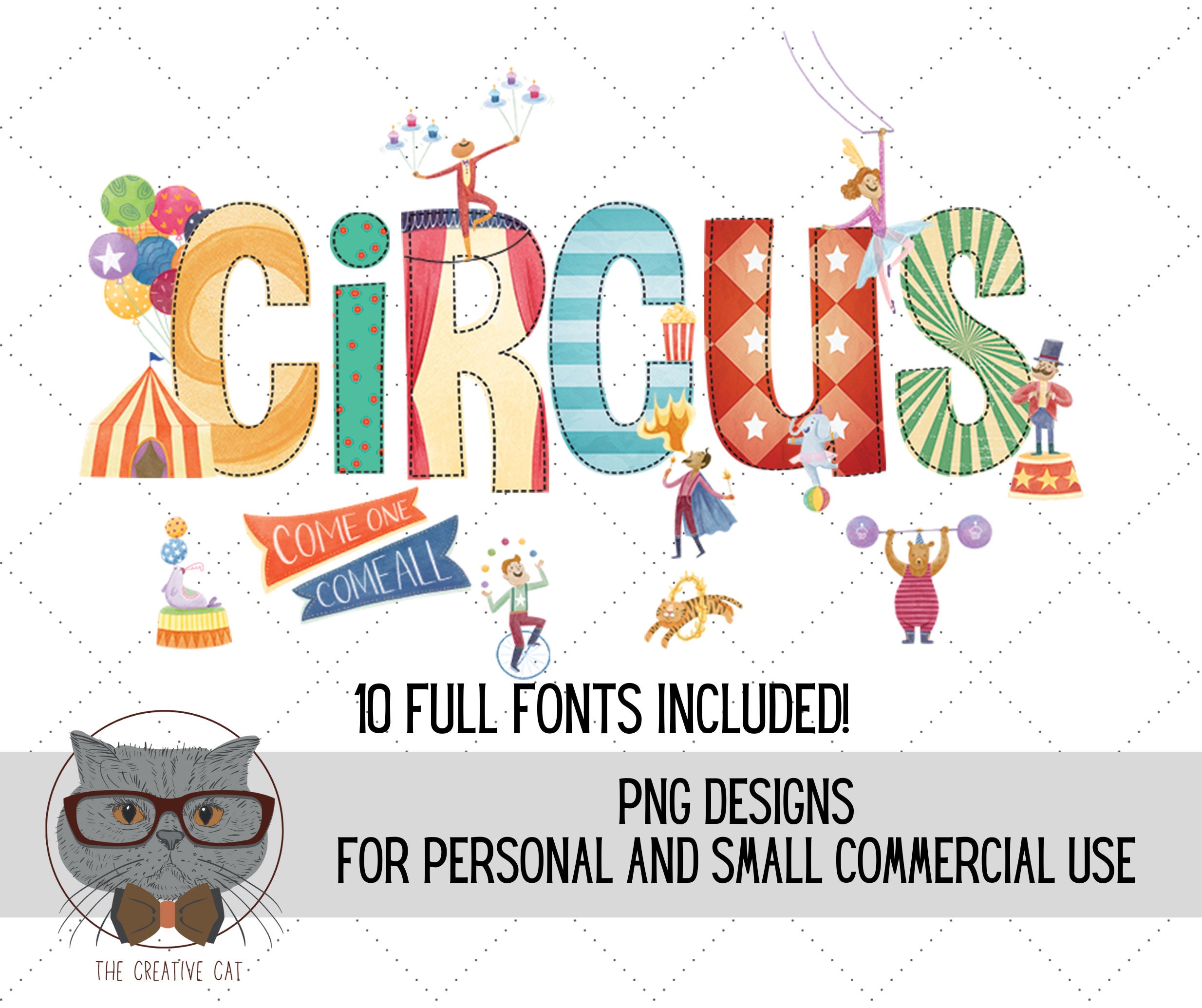Circus Alphabet PNG Font Bundle, Circus Party Letters Alpha Font ...