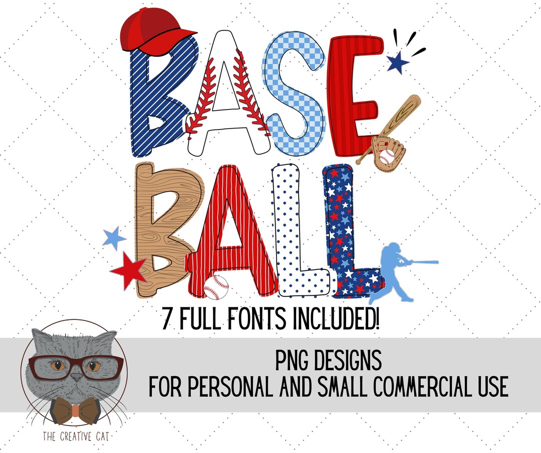 Baseball Alphabet PNG Font Bundle, Gameday Baseball Alpha Font ...