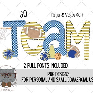 Royal and Vegas Gold Faux Applique Football Basketball Alphabet PNG ...