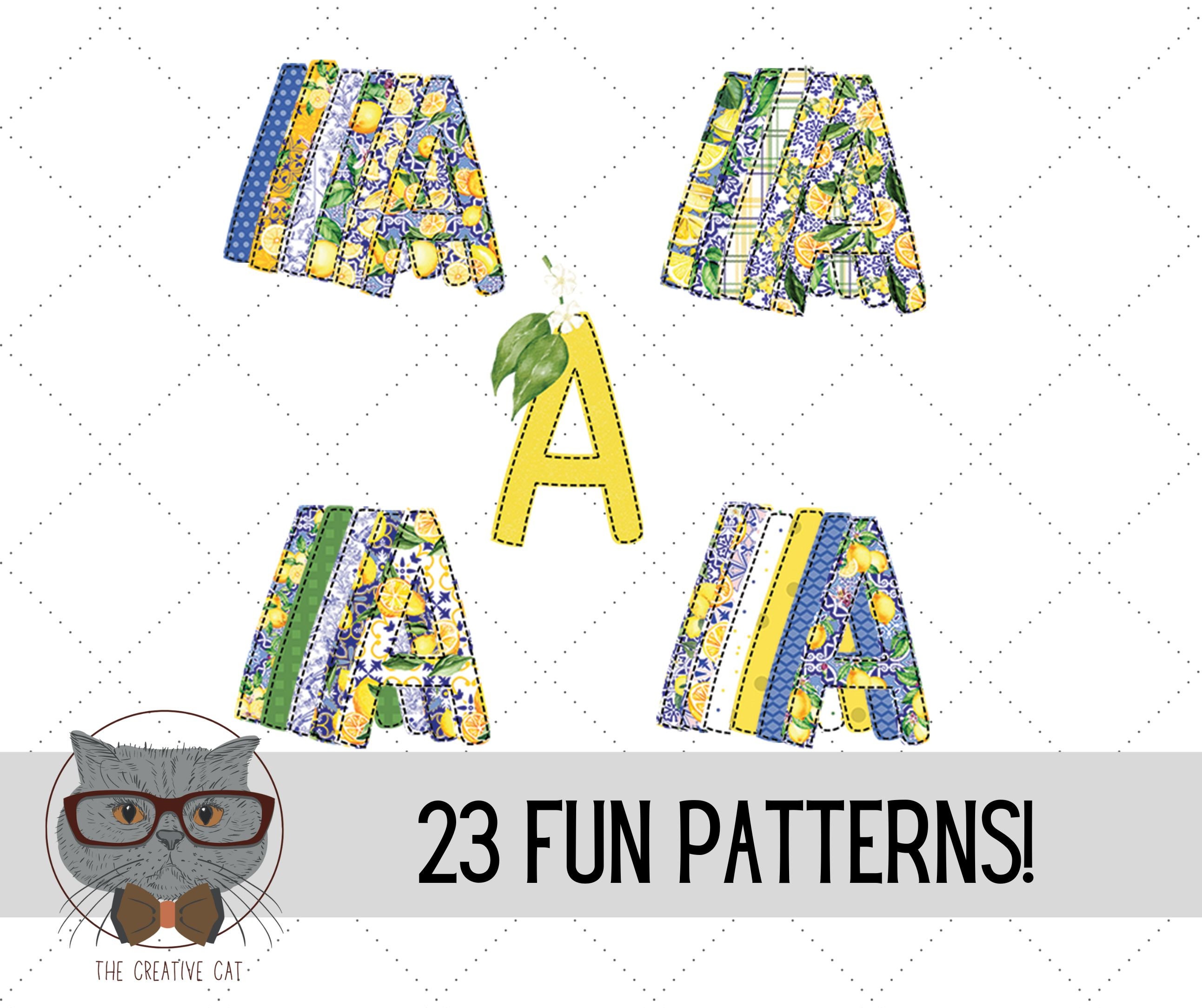 Chinoiserie Lemon Alphabet PNG Font Bundle, Lemonade Letters Alpha Font ...