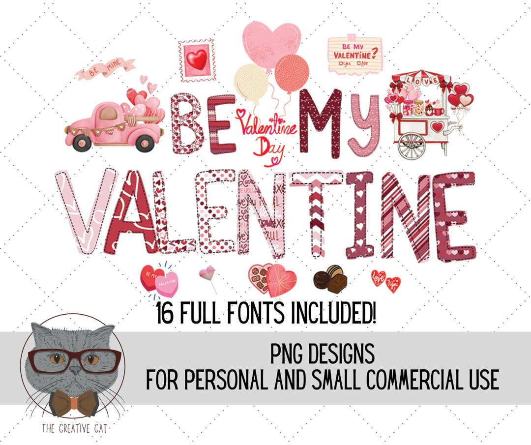 Valentine Alphabet PNG Font Bundle, Cute Love Alpha Font, Candy Alpha ...