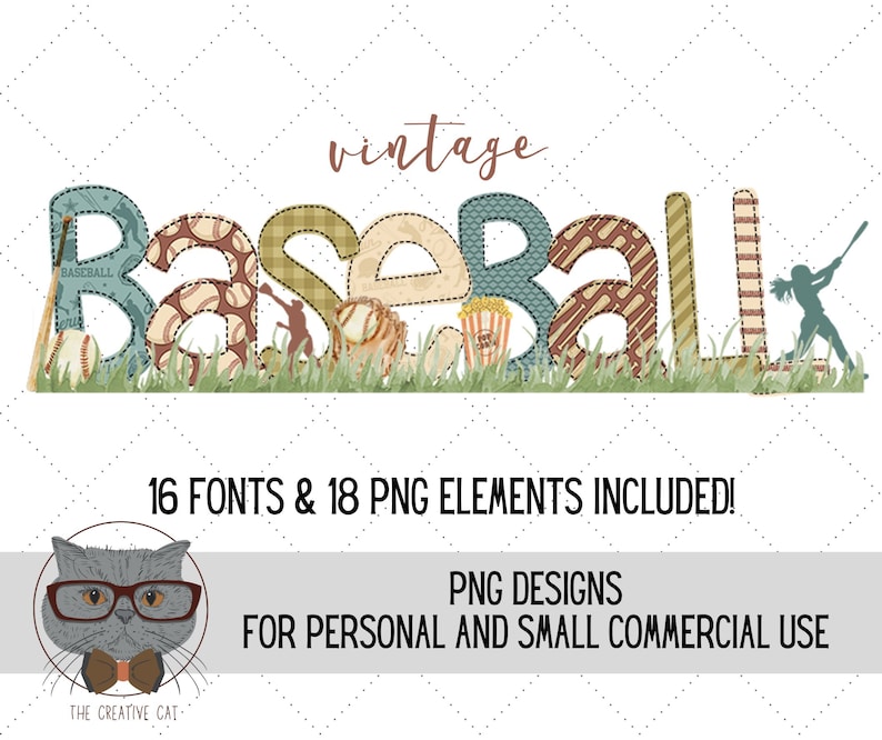 Vintage Baseball Alphabet PNG Font Bundle, Baseball Softball Letters ...