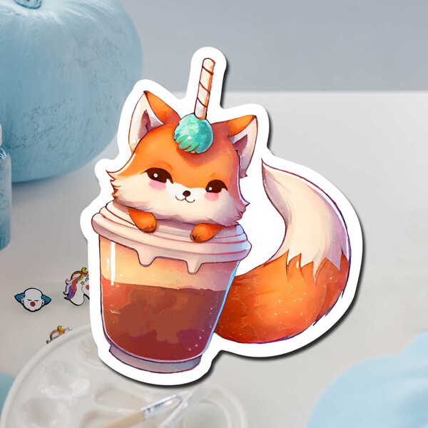 Kawaii Fox With Boba - Etsy