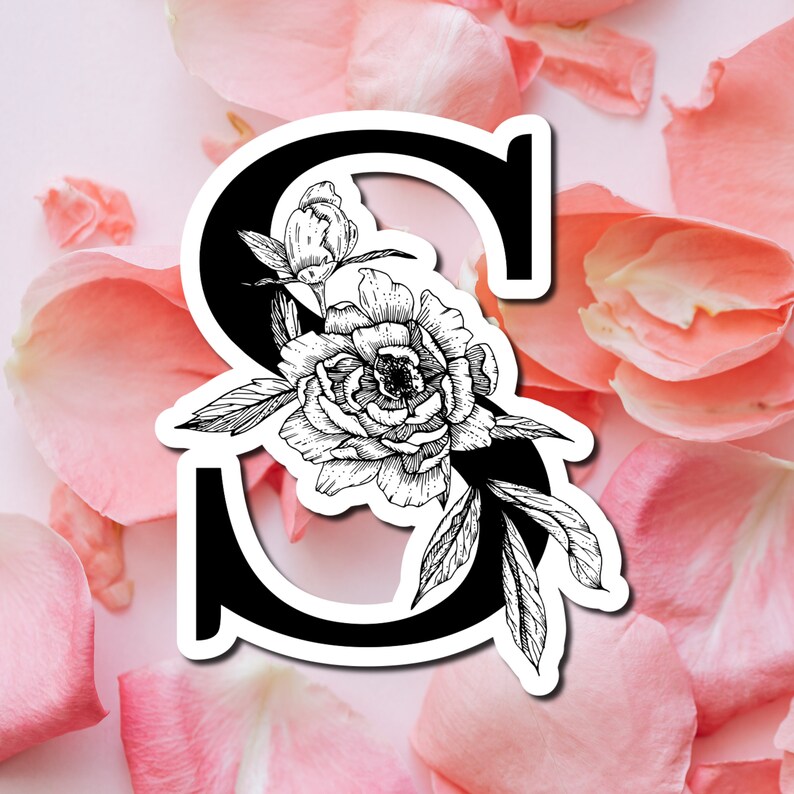 Flower Alphabet Vinyl Stickers Flower Initial Stickers - Etsy