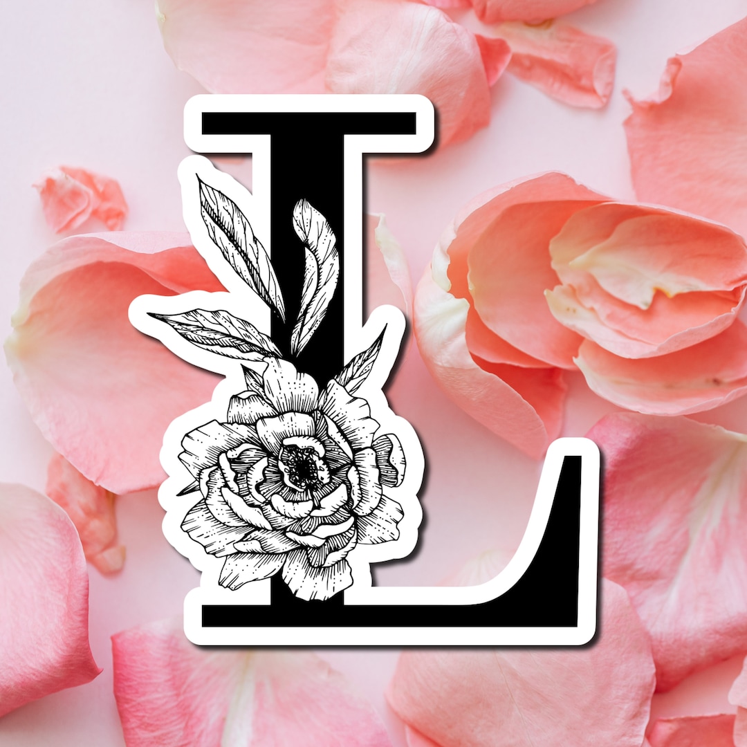 Letter L Sticker, Flower Initial Stickers, Waterproof Stickers for ...