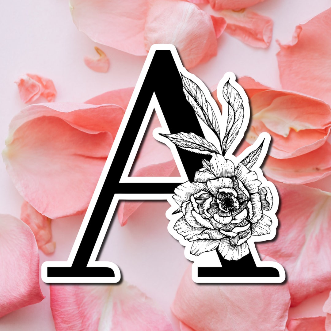 Letter A Flower Alphabet Initial Waterproof Vinyl Stickers for Water ...