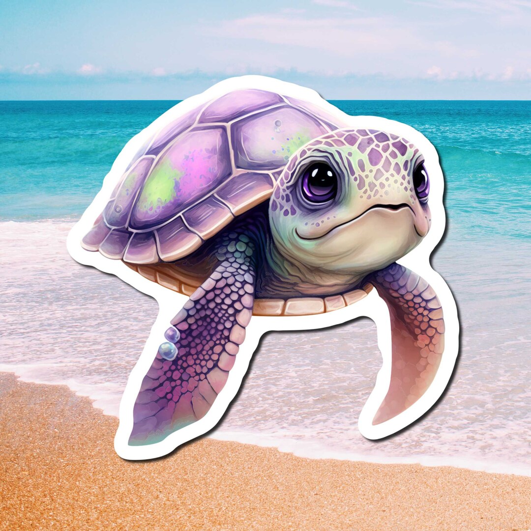 Cute Turtle Sticker Full Color Vinyl Decal Turtle Art - Etsy