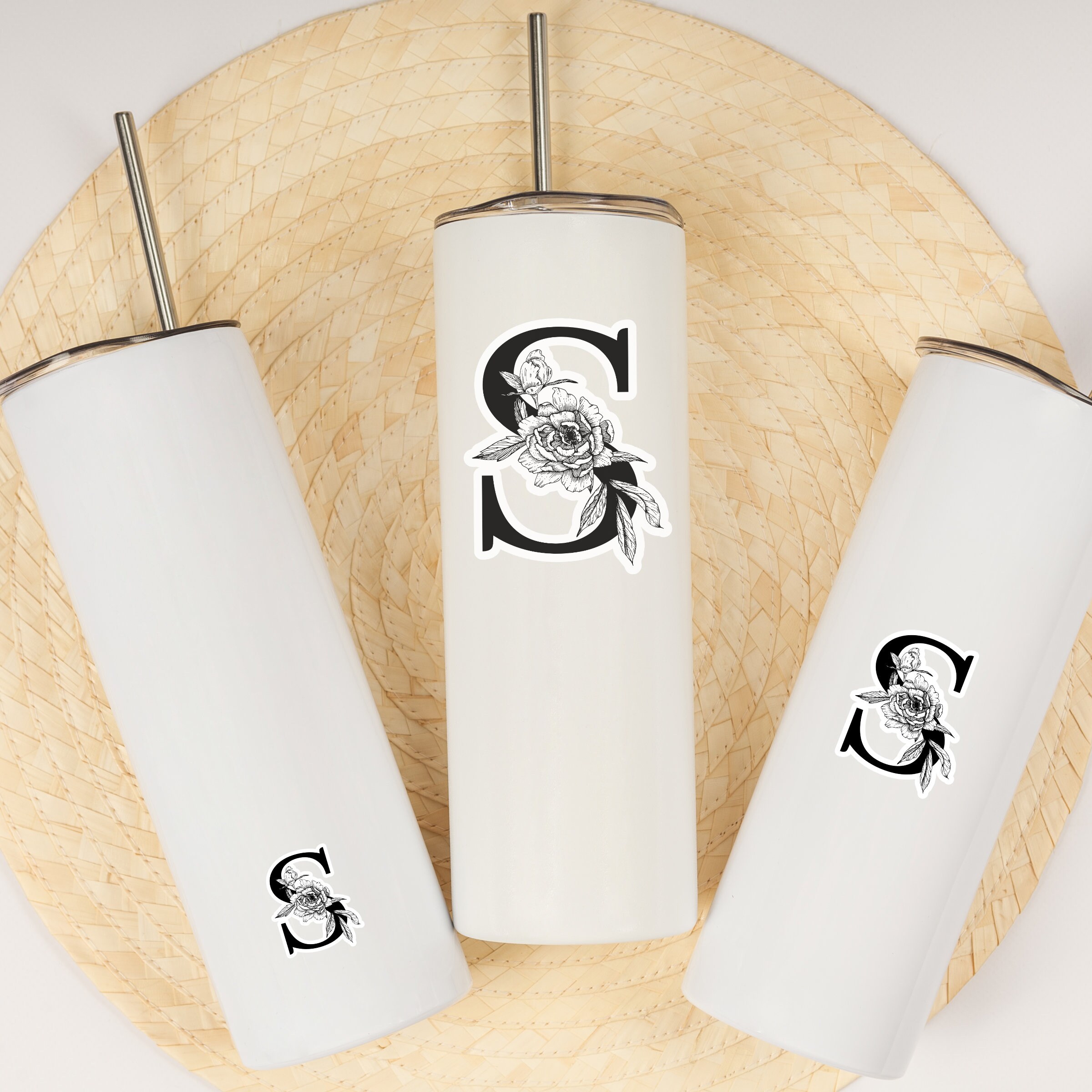 Flower Alphabet Vinyl Stickers Flower Initial Stickers - Etsy