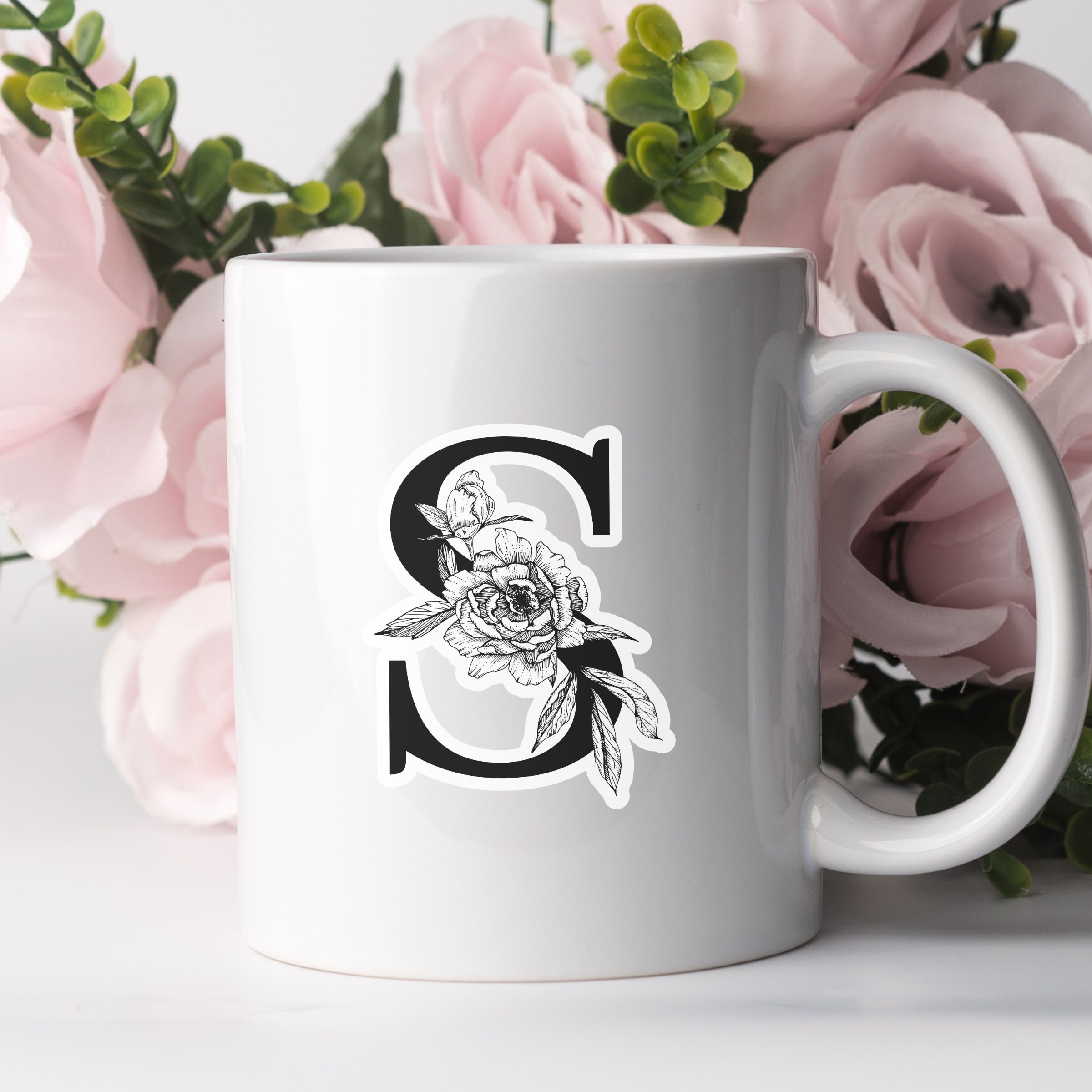 Flower Alphabet Vinyl Stickers Flower Initial Stickers - Etsy