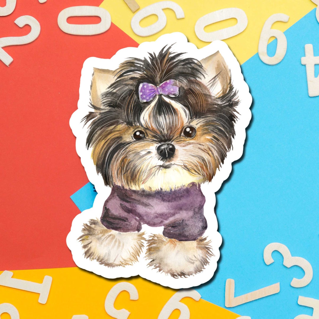 Yorkie Sticker, Birthday Gift for Yorkie Mom, Yorkshire Terrier Vinyl ...