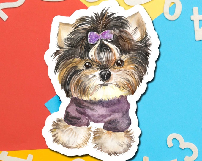 Cute Yorkie Sticker, Funny Yorkie Sticker, Yorkshire Terrier, Dog Mom ...
