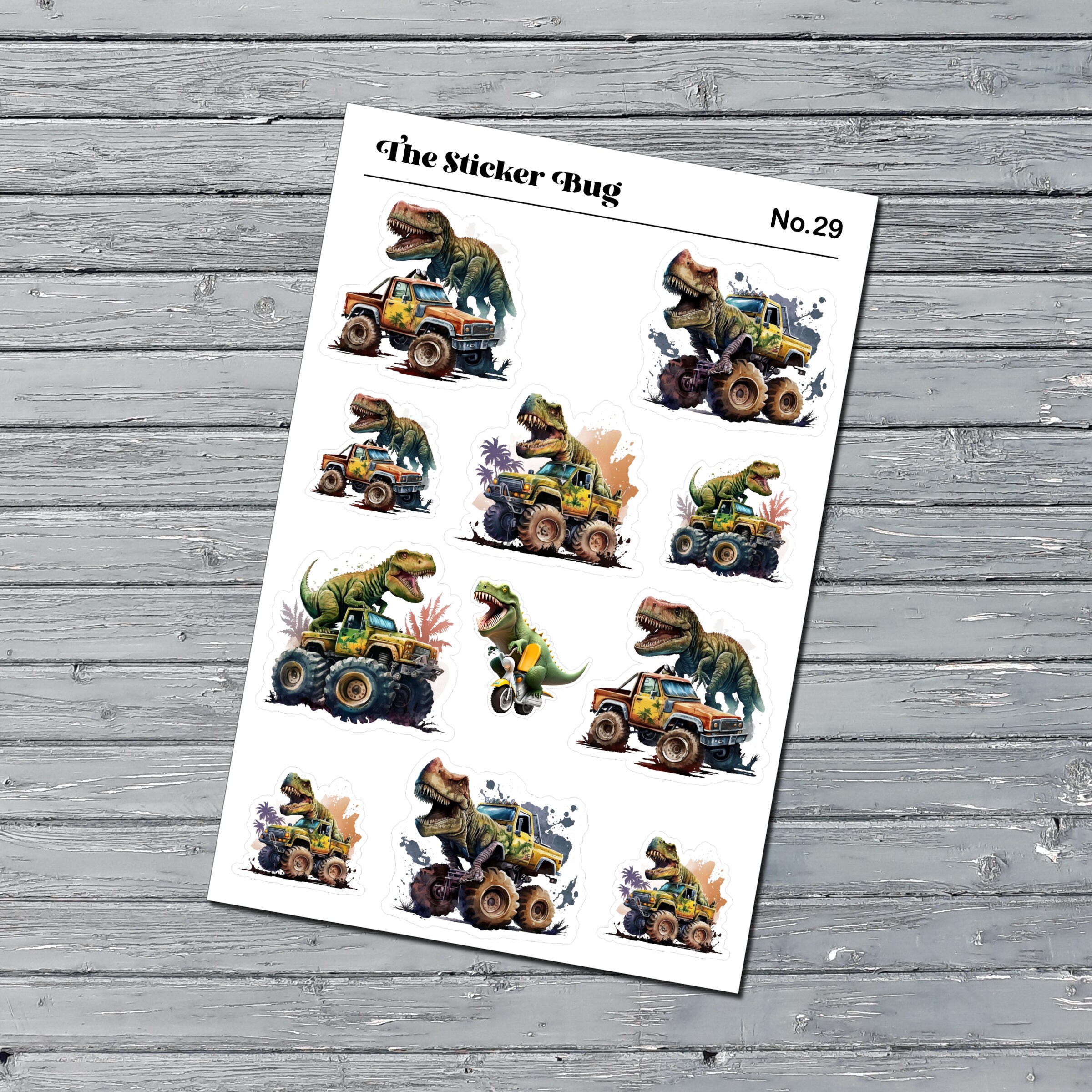 T-rex Sticker for Birthday Boy, Monster Truck Sticker for Kids Crafts ...