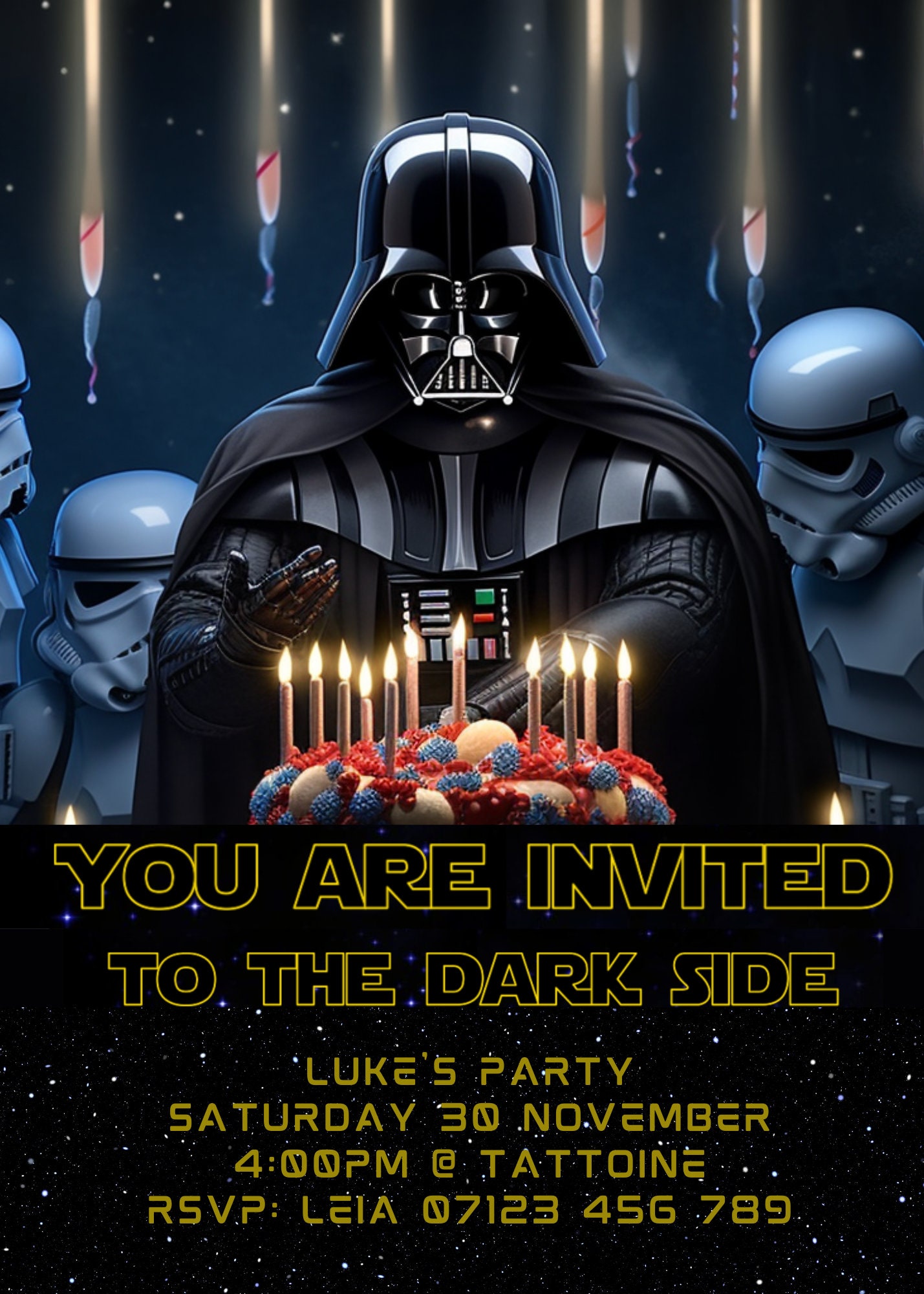 Star War Party Invitation , Darth Invitation, Vader Birthday Party ...