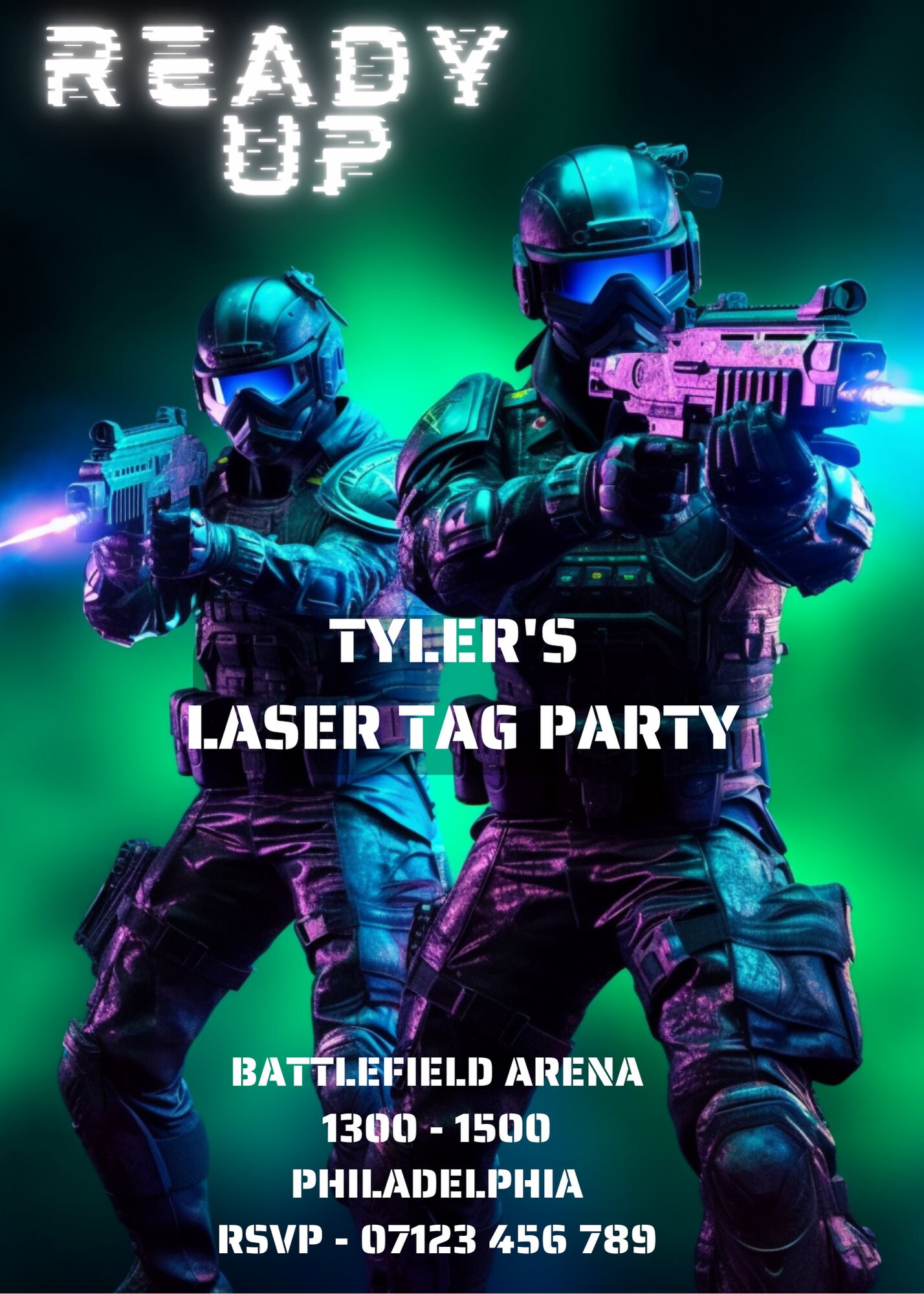 Laser Tag Birthday Party, Lazer / Laser Tag Invitation, Template ...