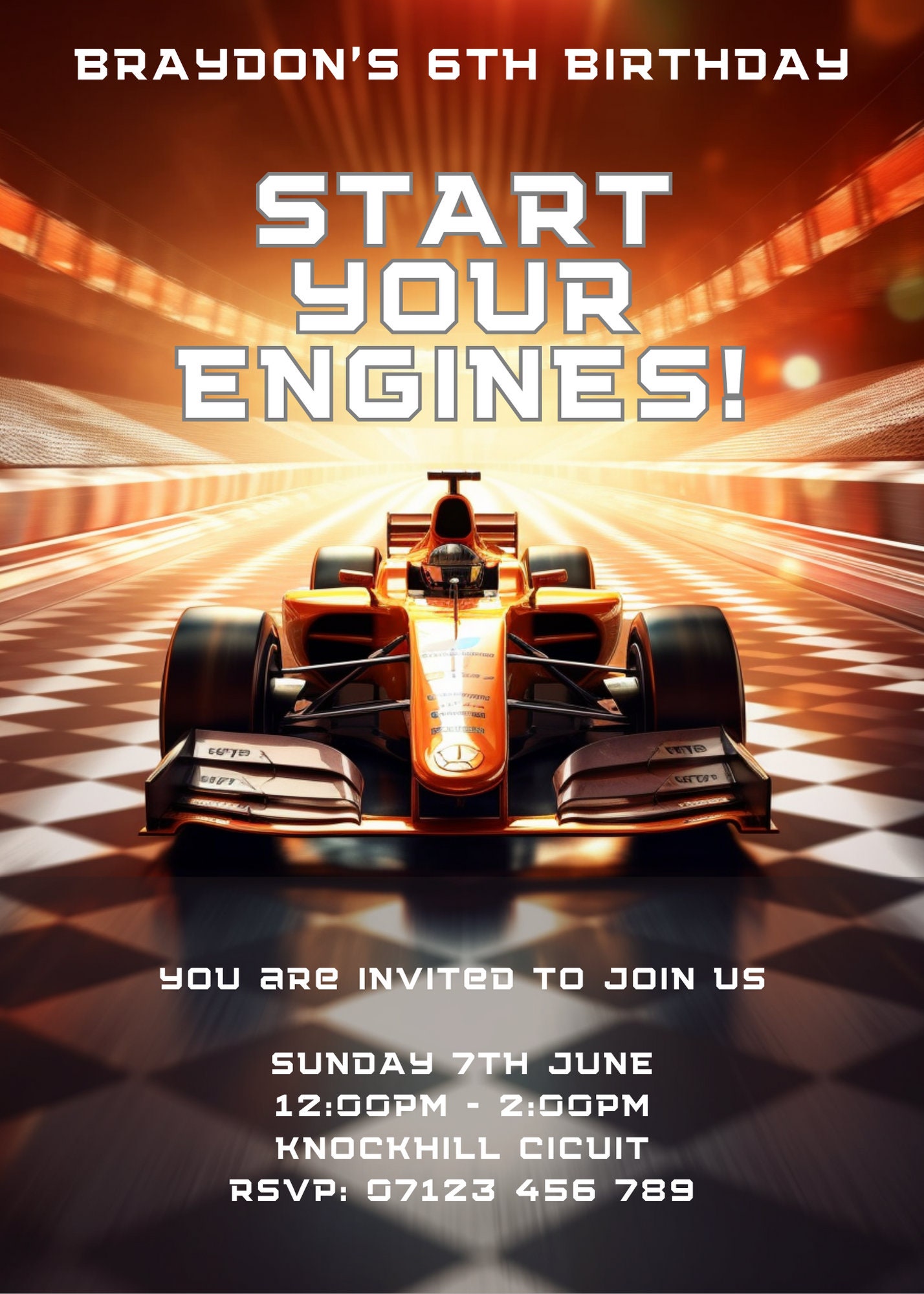 Formula 1 Party Invitation , F1 Party Invitation, Birthday Party ...