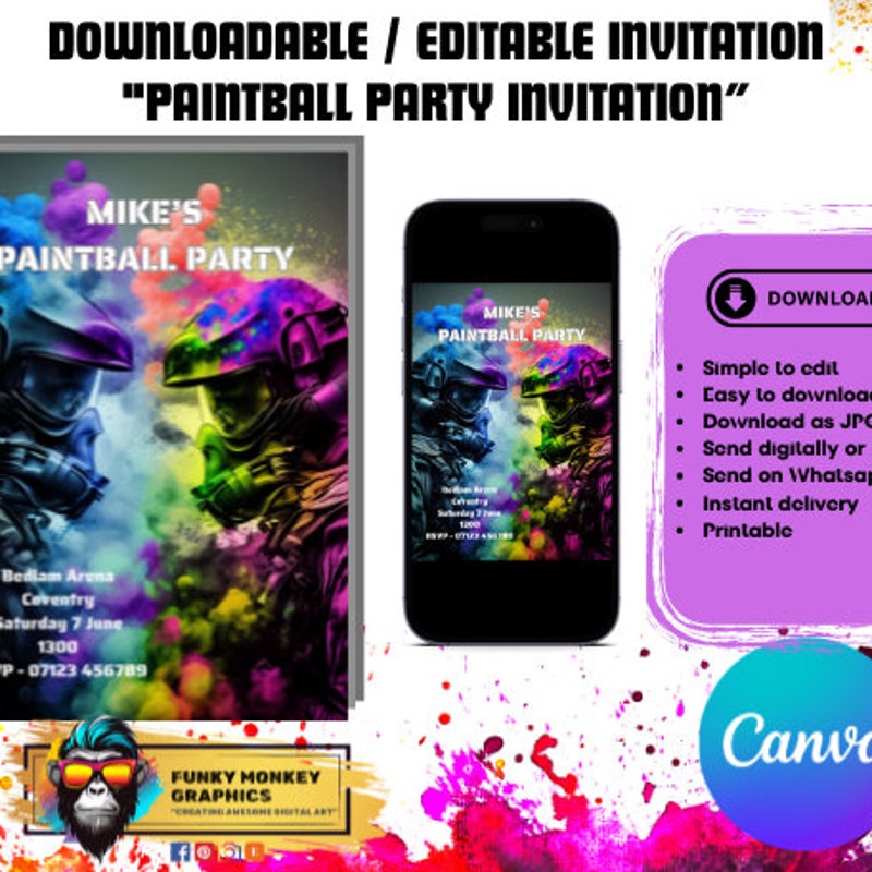 Paintball Invitation - Etsy