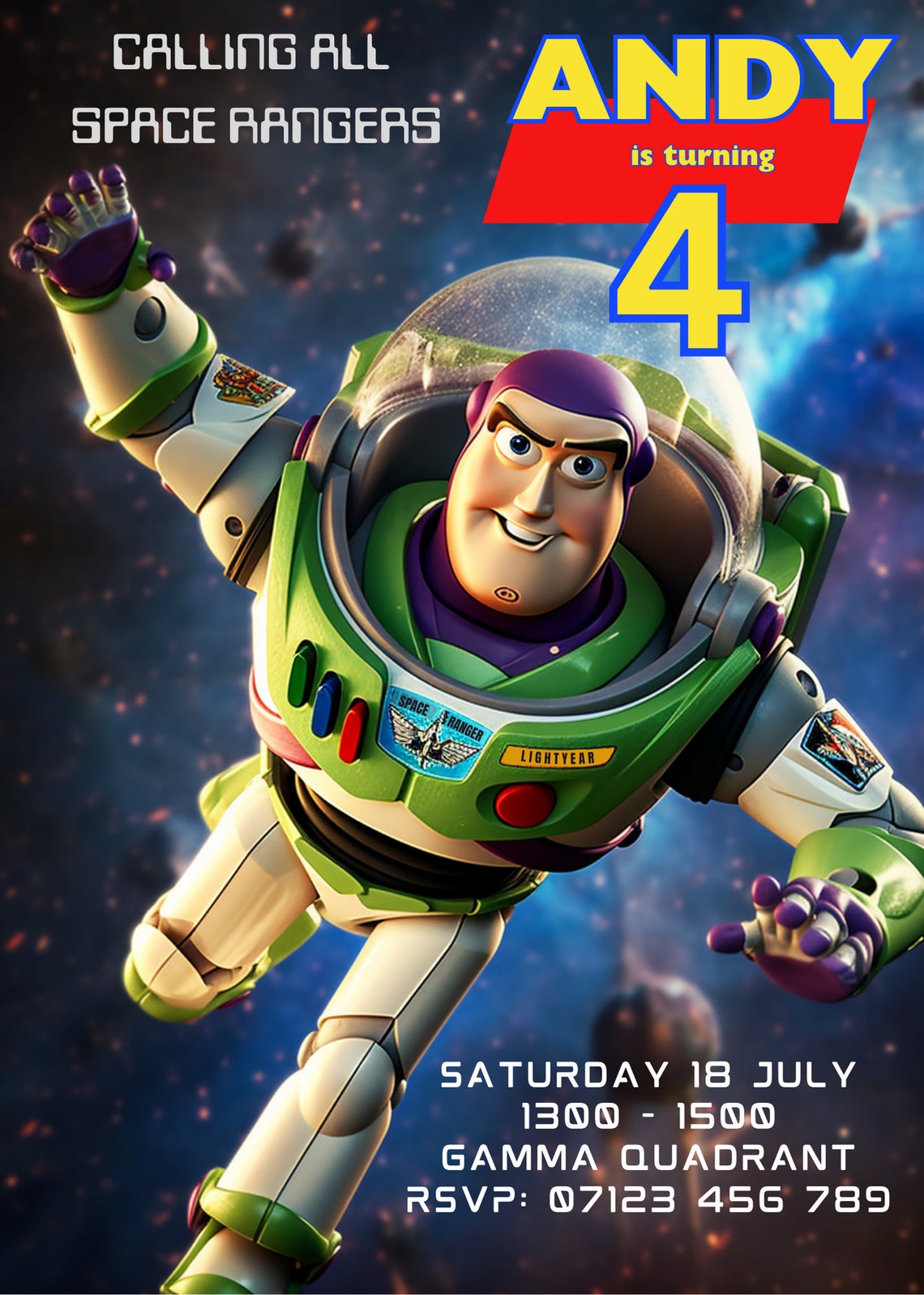 Buzz Lightyears Invitation , Buzz Invite, Toy Story Birthday Party ...