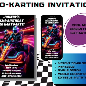 GOKARTING Birthday Party, Gokart / Go-karting Invitation, Template ...