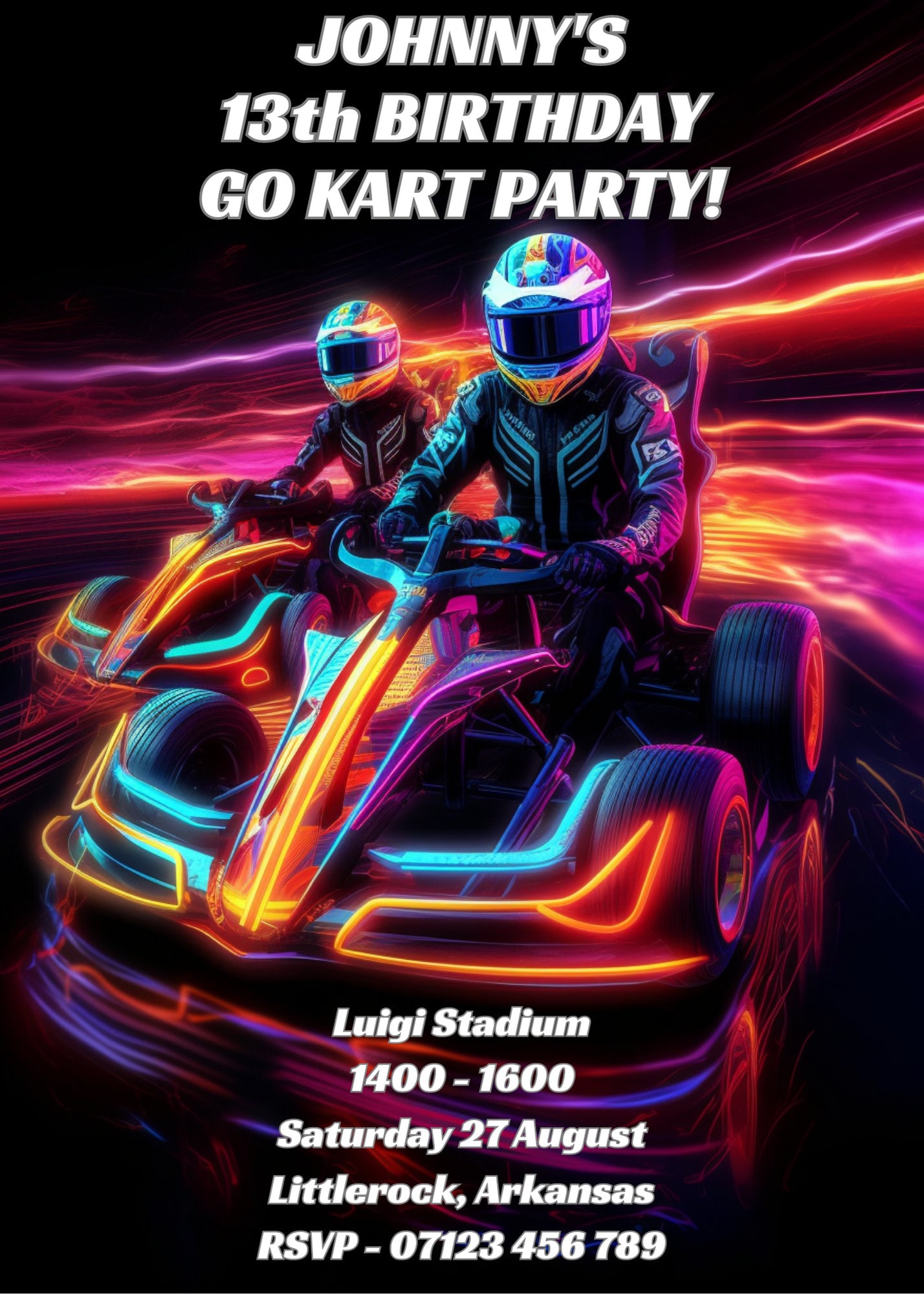 GOKARTING Birthday Party, Gokart / Go-karting Invitation, Template ...