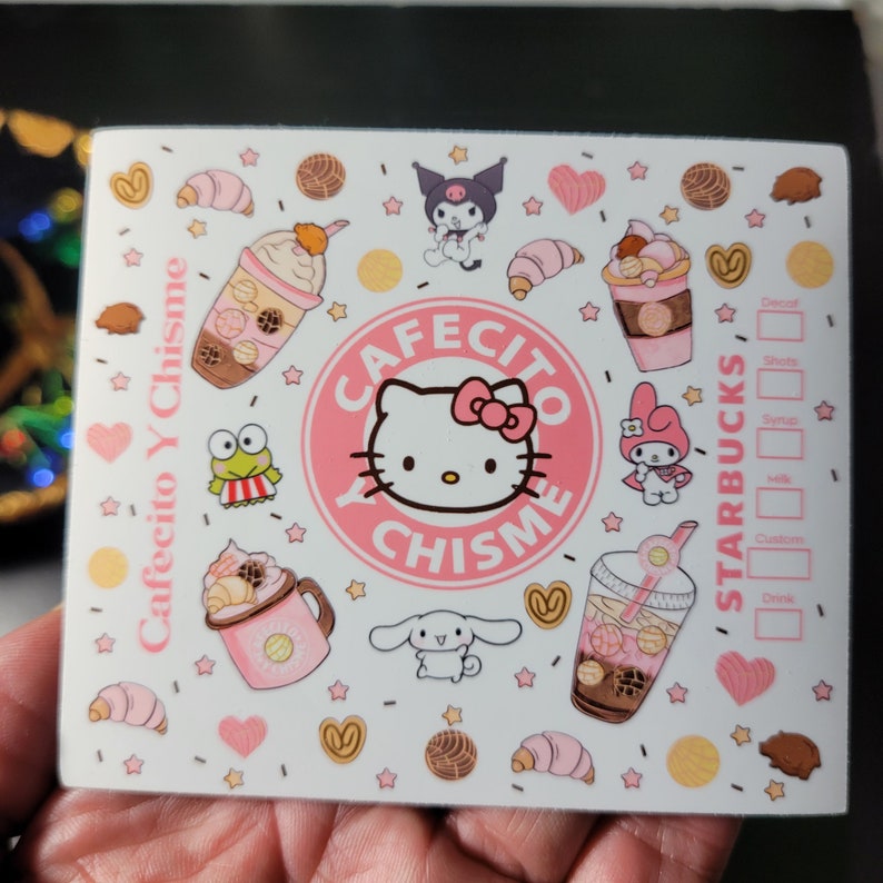 HELLO KITTY Cafecito Y Chisme Vinyl Sticker-water - Etsy