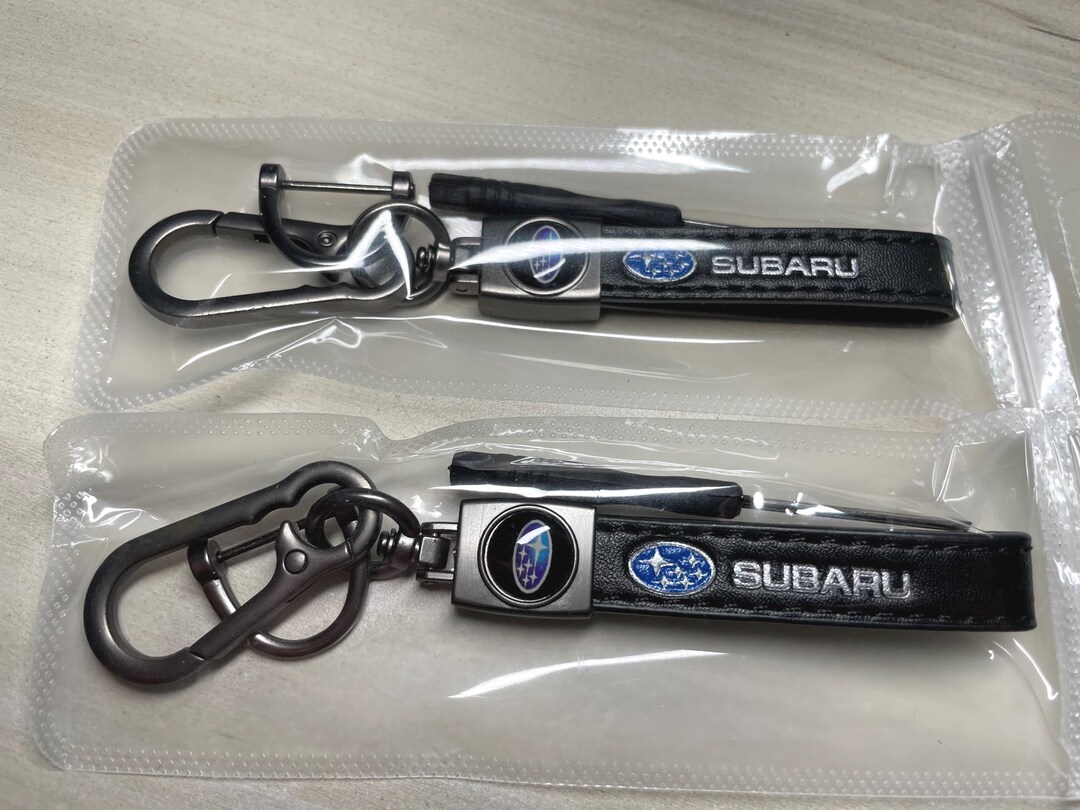 Genuine Leather Car Keychain Set for Subaru Key Ring Lanyard ...