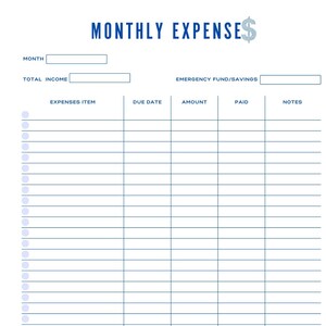 Monthly Expenses Tracker Printable | Bill Planner | Bill Payment ...