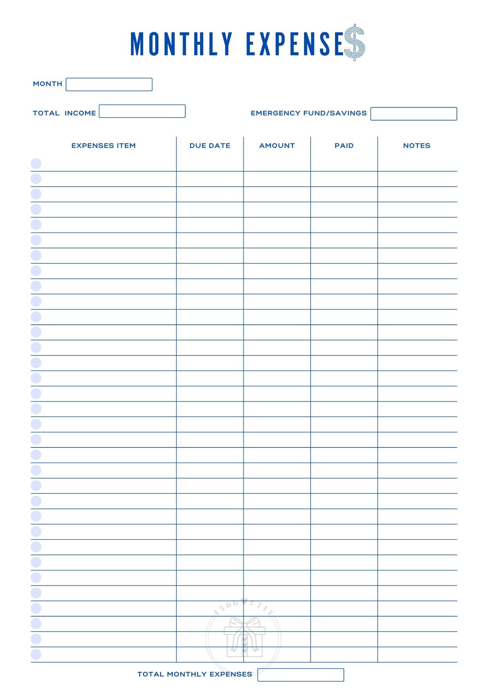 Monthly Expenses Tracker Printable | Bill Planner | Bill Payment ...