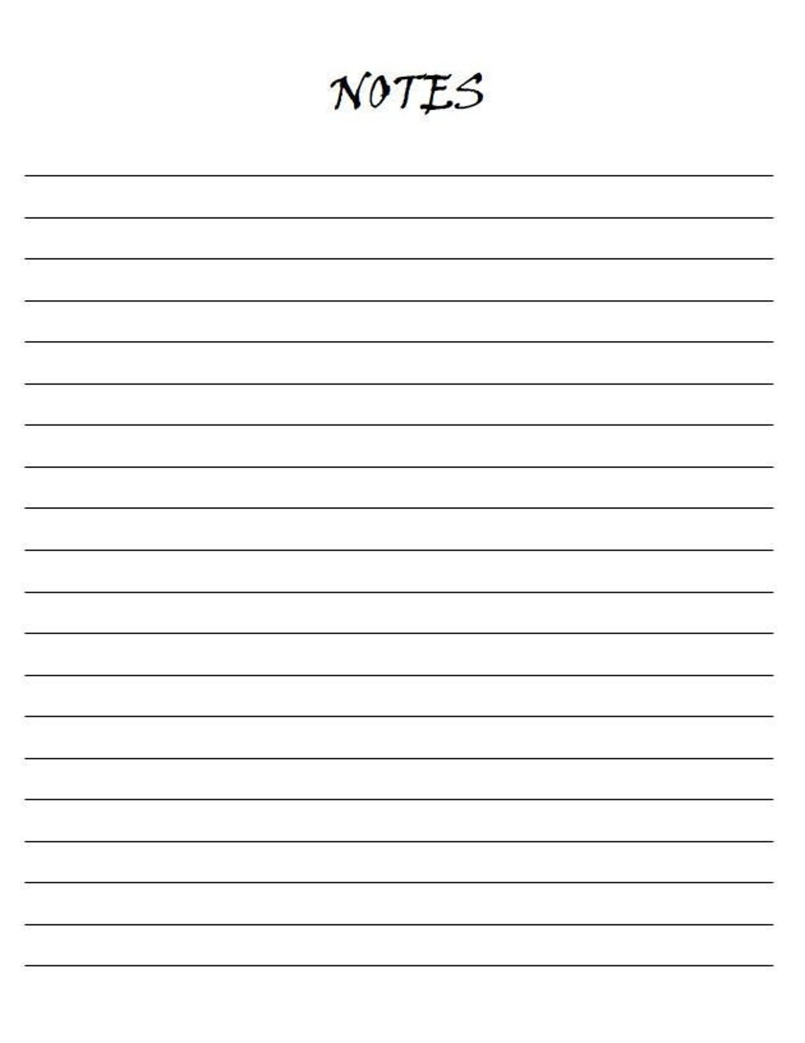 Lined Wide Ruled Note Paper, Printable Notes Page, Printable Notes ...