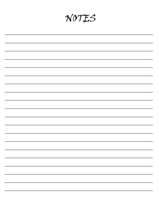 Lined Wide Ruled Note Paper, Printable Notes Page, Printable Notes ...