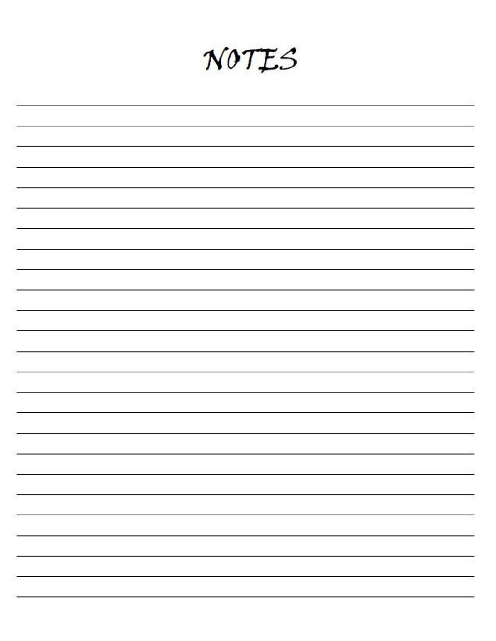 Lined College Ruled Note Paper, Printable Notes Page, Printable Notes ...