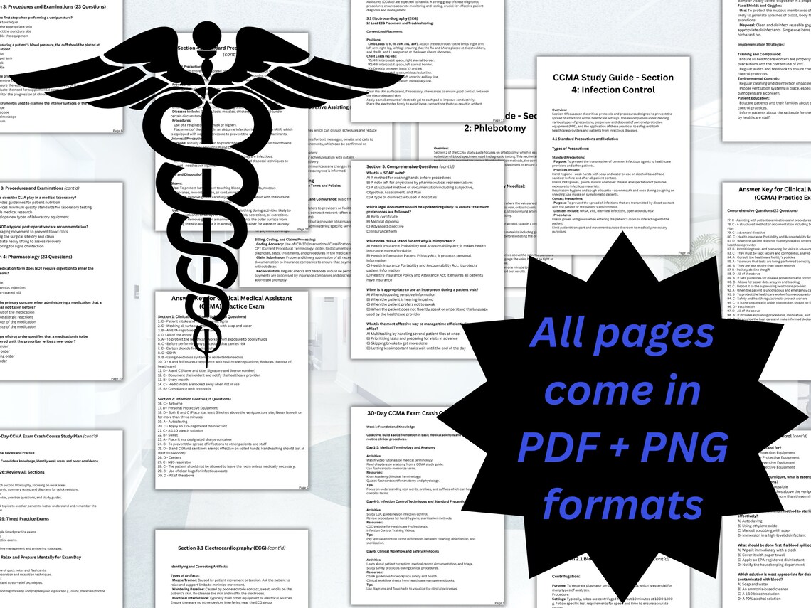 CCMA Study Guide Printable PNG Bundle Medical Assistant Certification ...