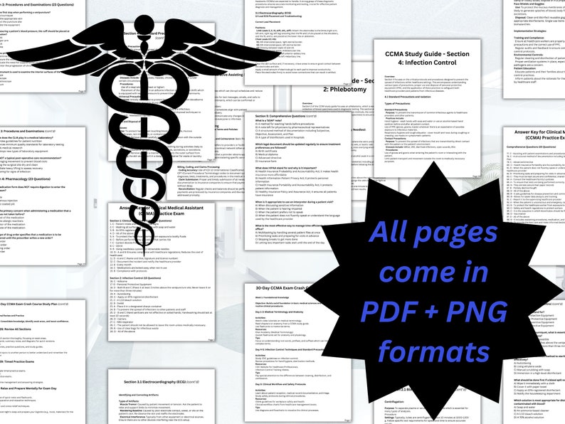 CCMA Study Guide Printable PNG Bundle Medical Assistant Certification ...
