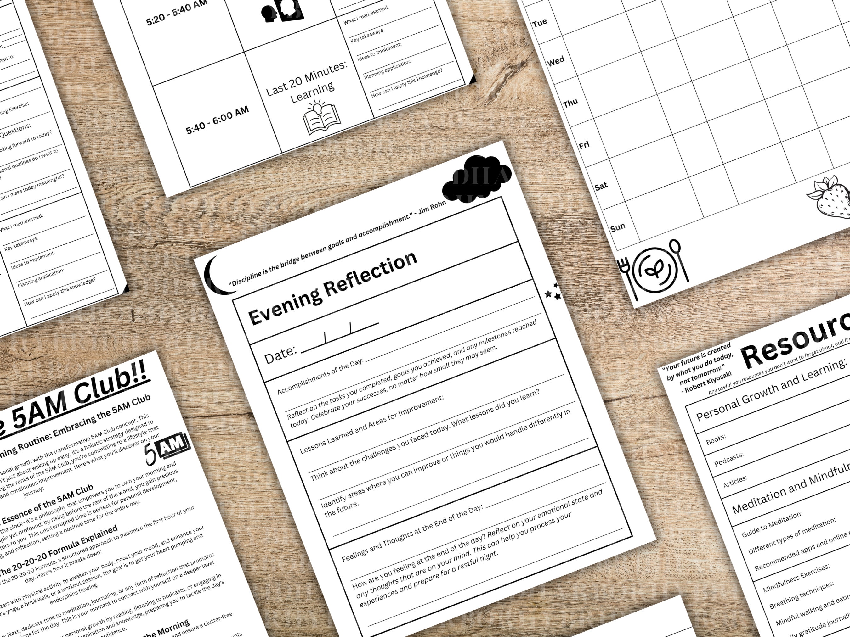 5am Club Planner Printable Bundle Life Goal 5am Club Printable Project ...